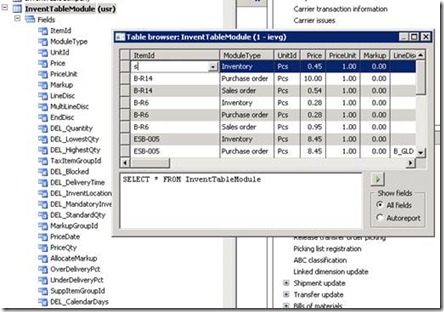 Sales and purchase prices in relation to the item price setup in ...