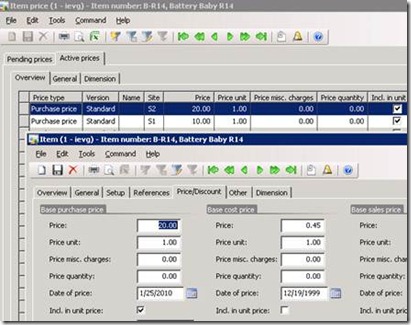 Sales and purchase prices in relation to the item price setup in Microsoft Dynamics AX 2009 ...