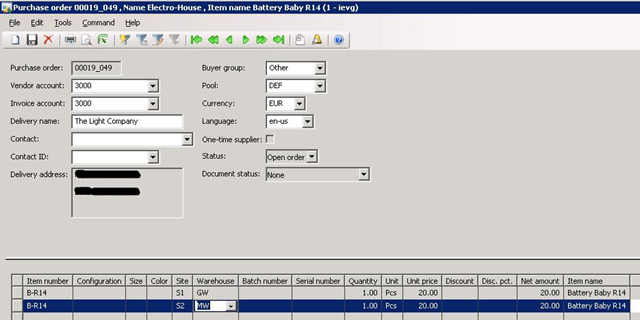 Sales and purchase prices in relation to the item price setup in ...