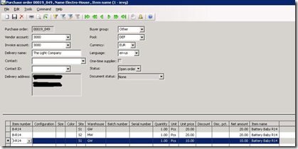Sales and purchase prices in relation to the item price setup in ...