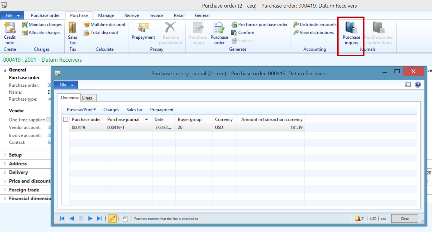 Introducing Purchase inquiries in AX 2012 R2, CU6 - Microsoft Dynamics ...