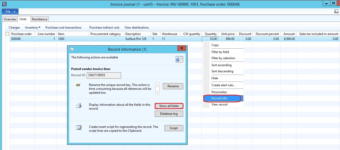 Quantities in purchase order and inventory transaction - Microsoft ...