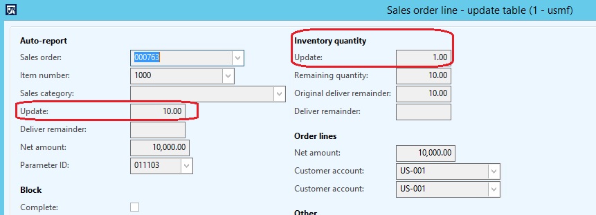 Quantities of sales order and inventory transaction - Microsoft ...