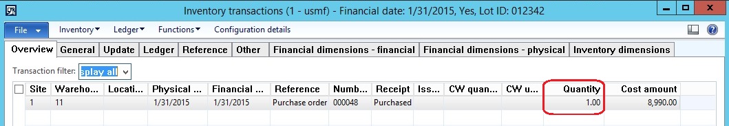 Quantities in purchase order and inventory transaction - Microsoft ...