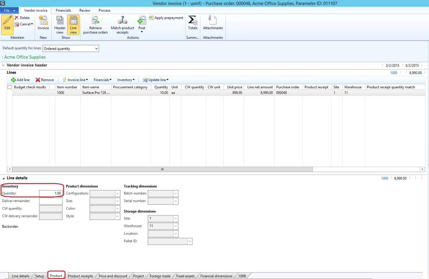 Quantities in purchase order and inventory transaction - Microsoft ...
