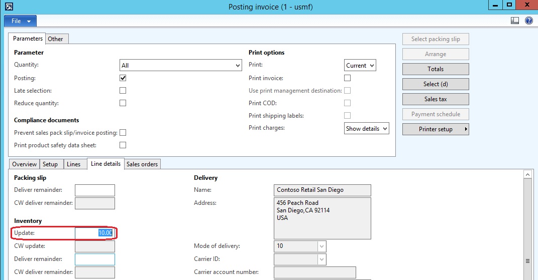 Quantities of sales order and inventory transaction - Microsoft ...