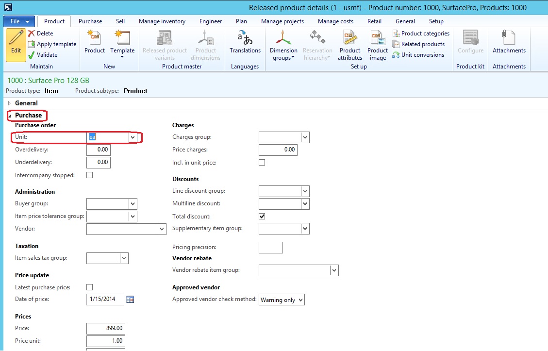 Quantities in purchase order and inventory transaction - Microsoft ...