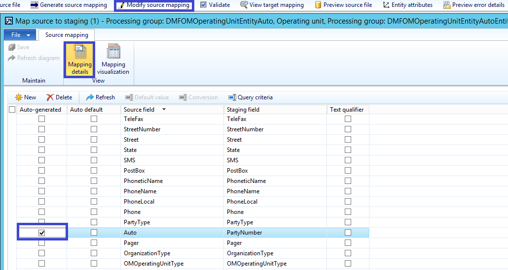 DIXF - Importing Data - How to use Auto-generated to import PartyNumber - Microsoft Dynamics 365 ...