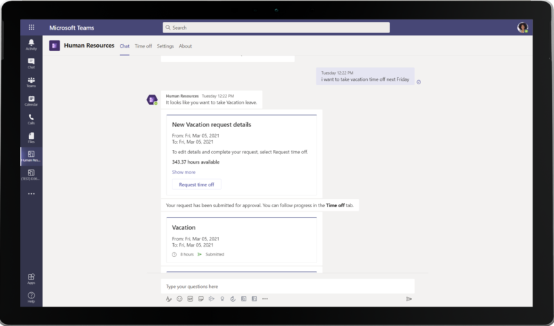 Manage time off requests with Human Resources app for Microsoft Teams - Microsoft Dynamics 365 Blog