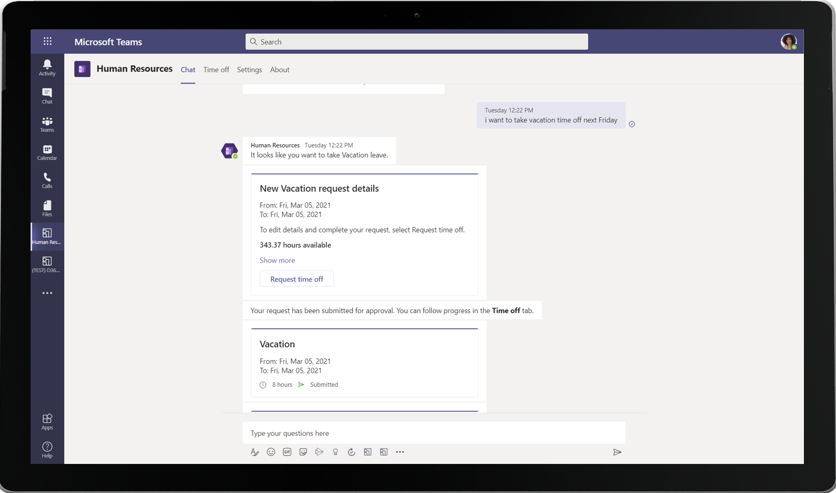 Manage time off requests with Human Resources app for Microsoft Teams ...