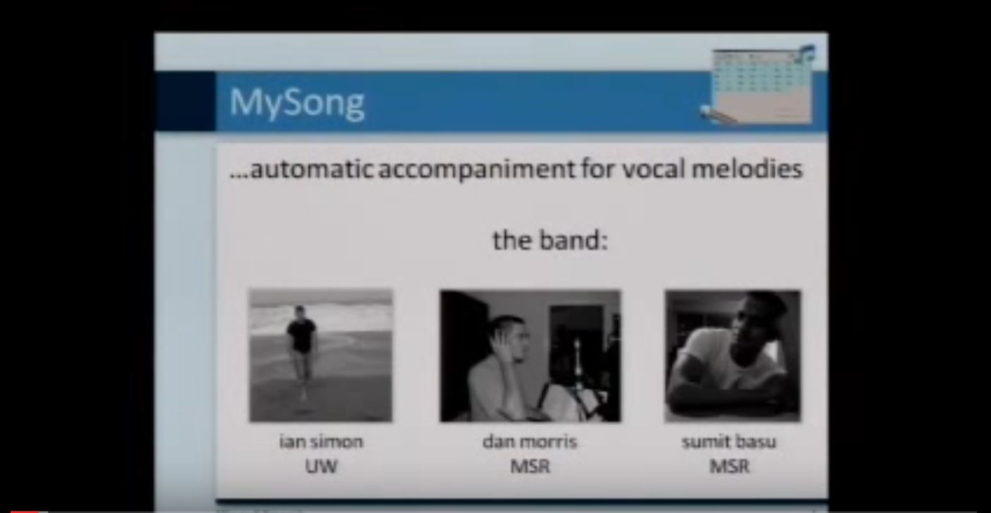 MySong: Automatic Accompaniment for Vocal Melodies (Talk) - Microsoft ...