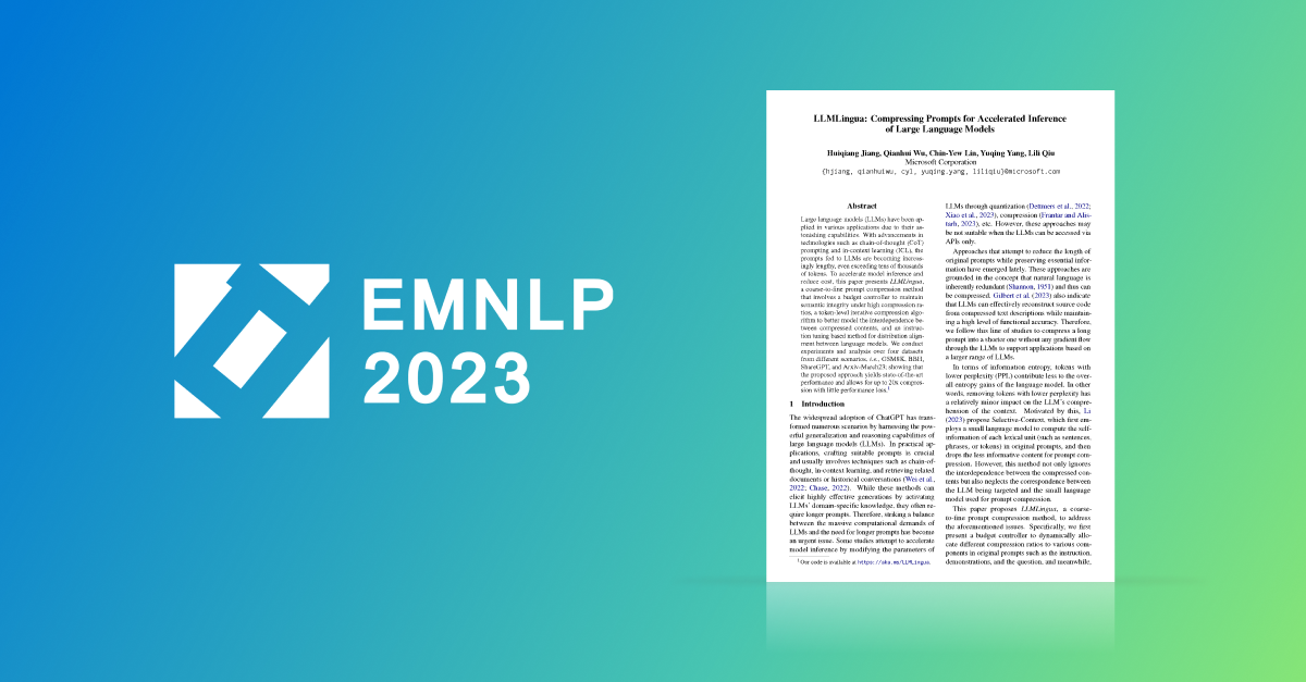 LLMLingua: Innovating LLM efficiency with prompt compression ...