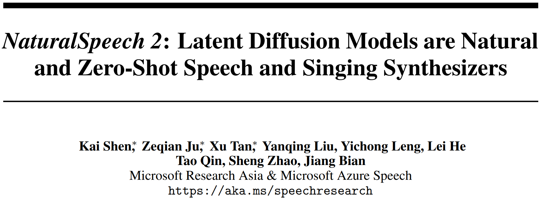 语音合成模型NaturalSpeech 2：只需几秒提示语音即可定制语音和歌声 - Microsoft Research