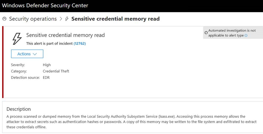 Detecting credential theft through memory access modelling with Microsoft Defender ATP ...