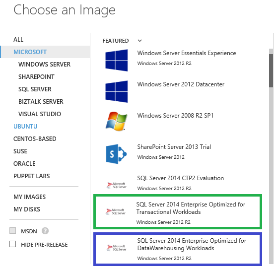 New VM Images Optimized for Transactional and DW workloads in Azure VM ...