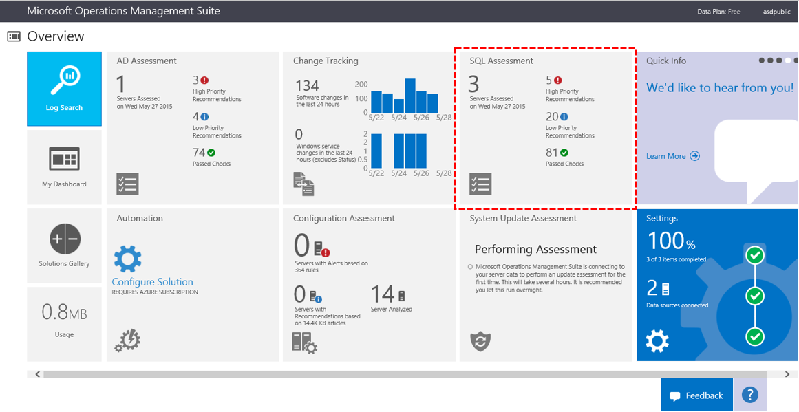 Assess the health of SQL Server deployments in Azure VM using Microsoft Operations Management ...