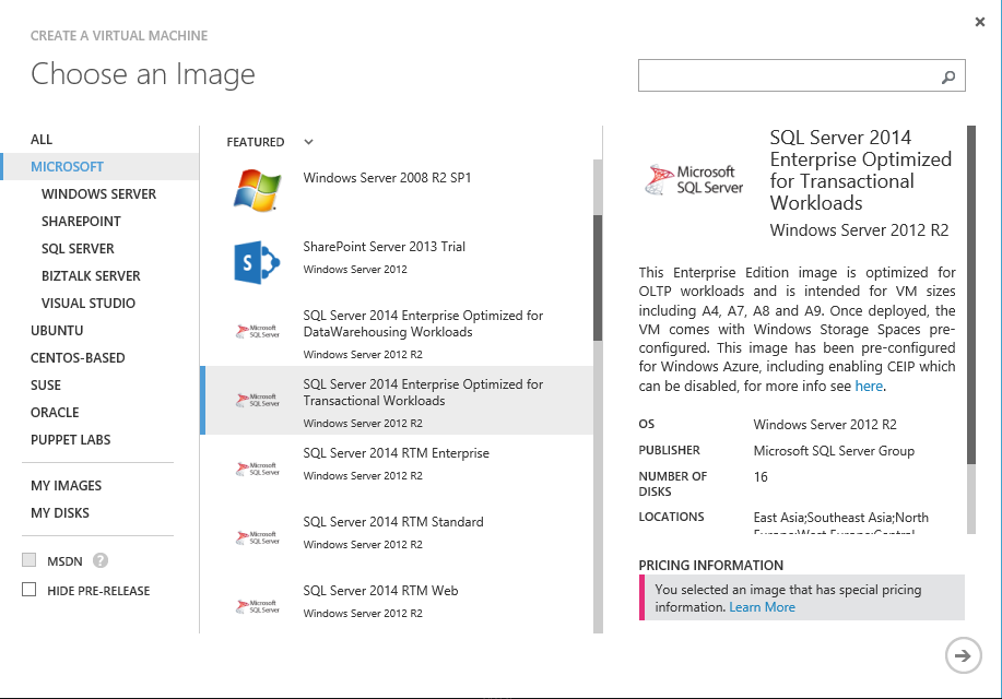 New Optimized OLTP and Data Warehousing SQL Server Images on Azure ...